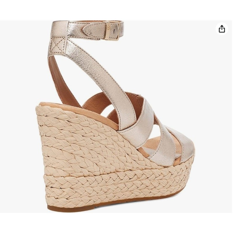 NIB UGG Women Careena Ankle-Strap Espadrille Platform Wedge Sandals ...