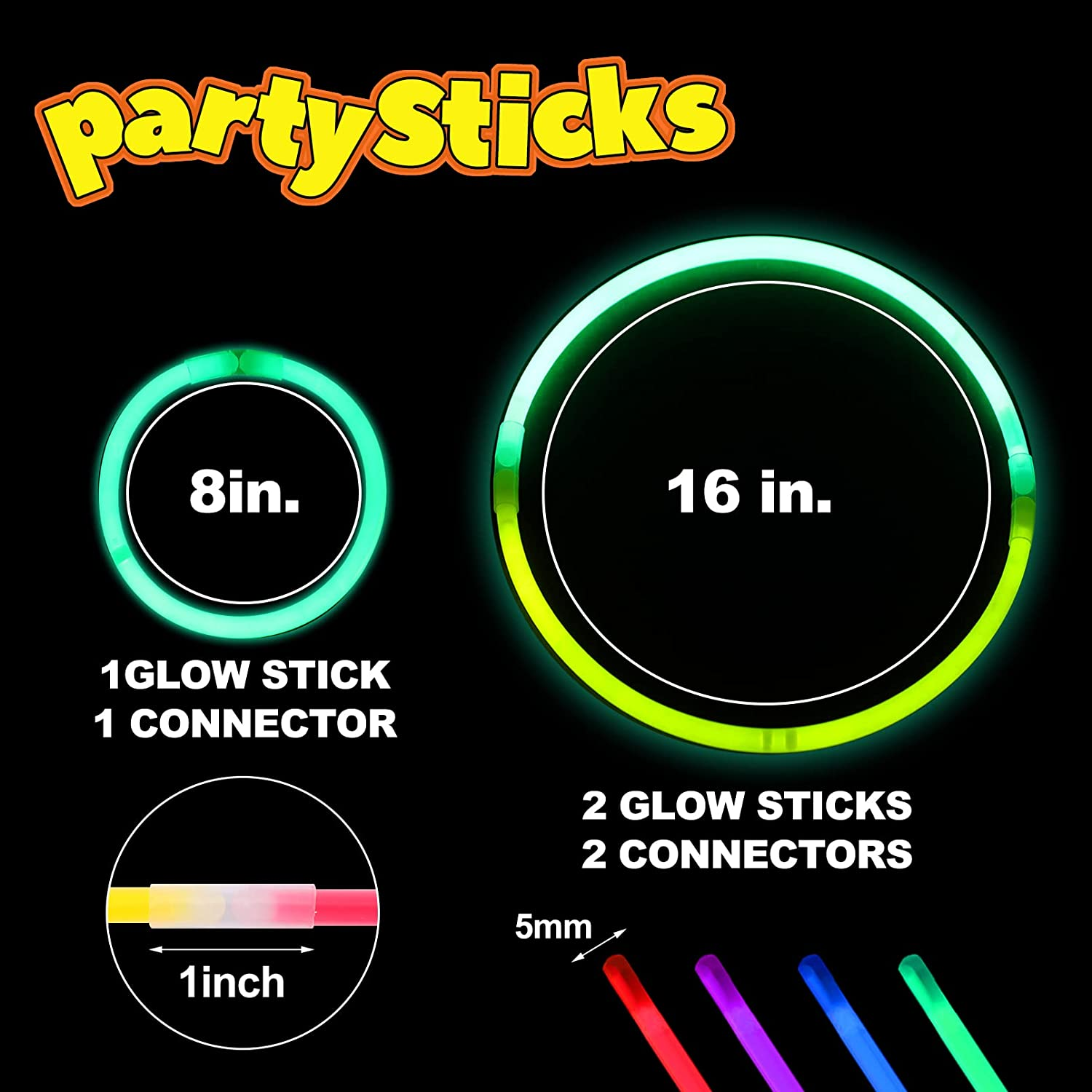 300 Pack Glow Sticks Bulk,Glow Sticks Party Pack Neon Glow Stick ...