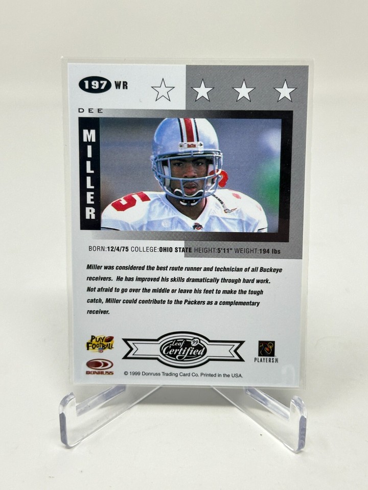 1999 Leaf Certified Football Dee Miller Rookie RC Card #197 | eBay