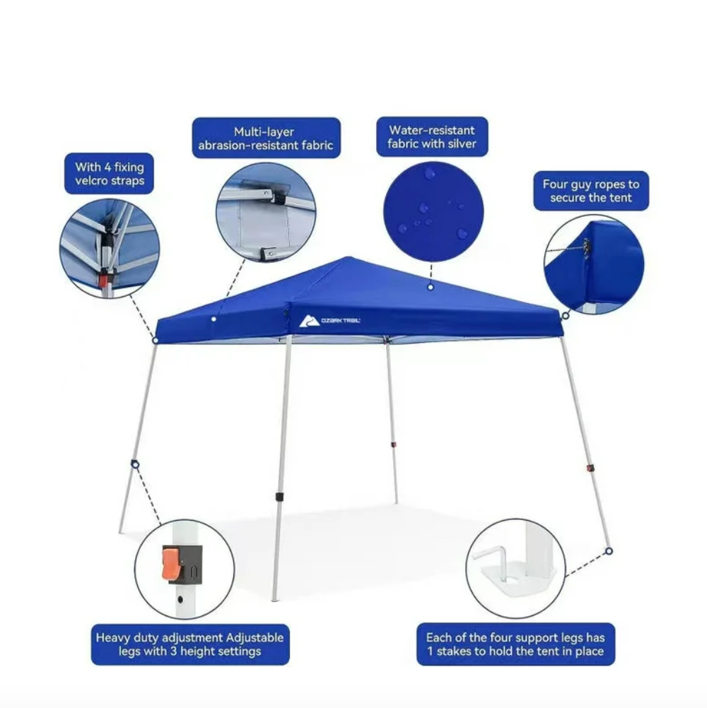 Ozark Trail 10' x 10' Instant Slant Leg Pop-up Canopy Outdoor Shading ...