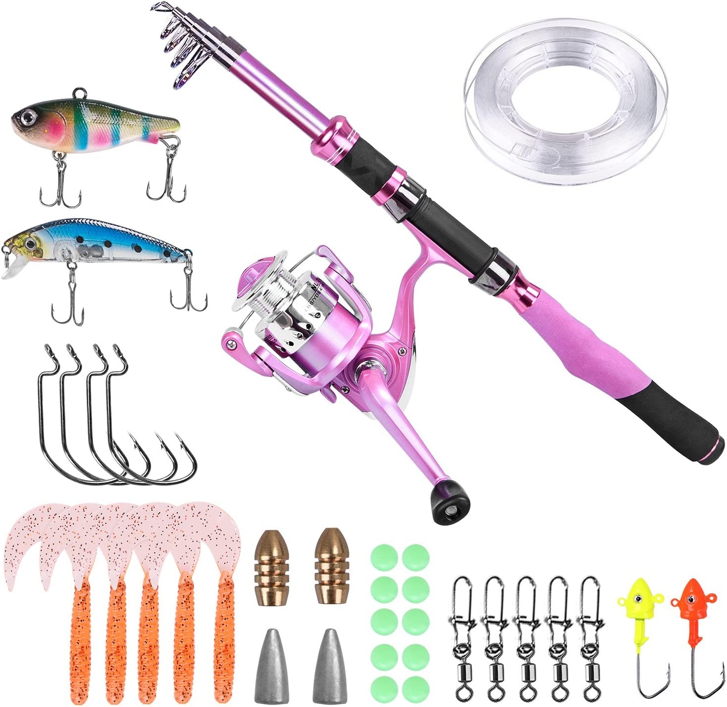 Ladies Telescopic Fishing Rod and Reel Combos,Spinning Fishing Pole ...