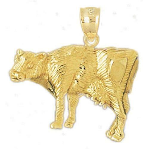 New 14k Yellow Gold Cow Pendant | eBay