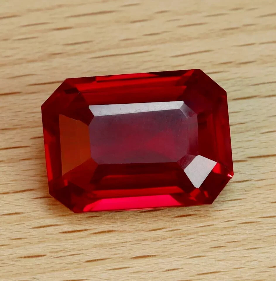 Burmese Certified Natural Red Ruby 43 Ct+ Flawless Emerald Cut Loose ...