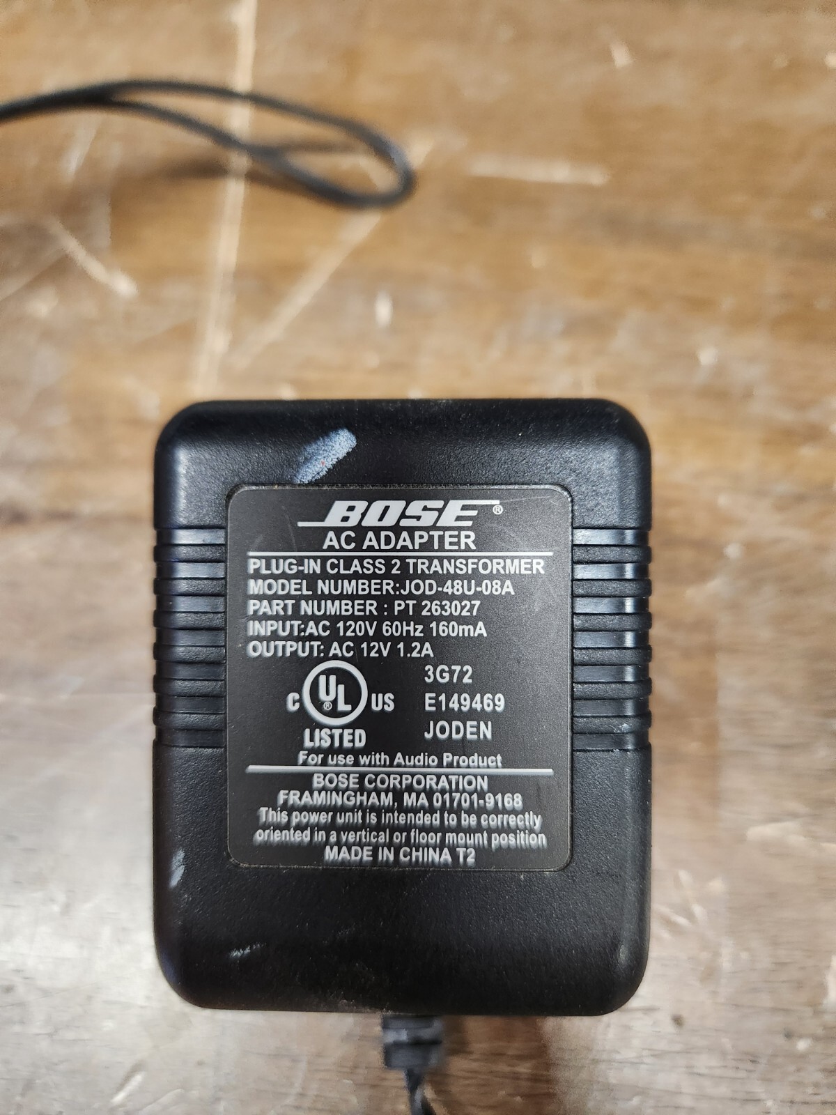 BOSE AC Adapter JOD-48U-08A 12V 1.2A PT 263027 Companion 2 Power Supply ...