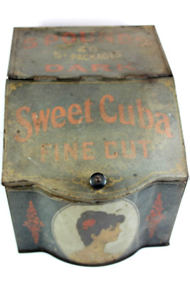 Vintage Sweet Cuba Fine Cut Tobacco Tin Counter Store Display 5 Cents ...