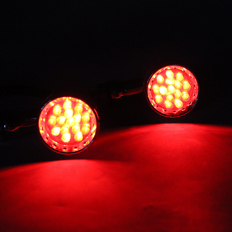 Chrome Motorcycle LED Bullet Red Brake Blinker Turn Signal Tail Light ...