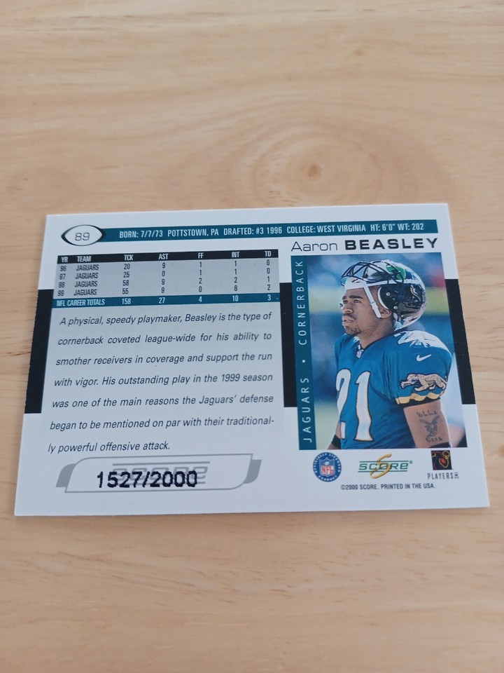 2000 Score Scorecard #rd /2000 Aaron Beasley #89 Jaguars $$$ | eBay