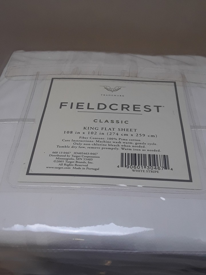 Fieldcrest Classic White 300TC. KING Flat Sheet 100% Pima Cotton NEW 2005 | eBay