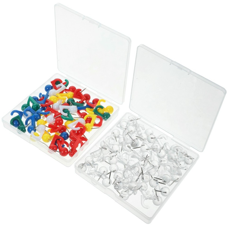 2 Boxes Hook Tacks Bulletin Push for Wall Hanging Decorative Pushpins ...