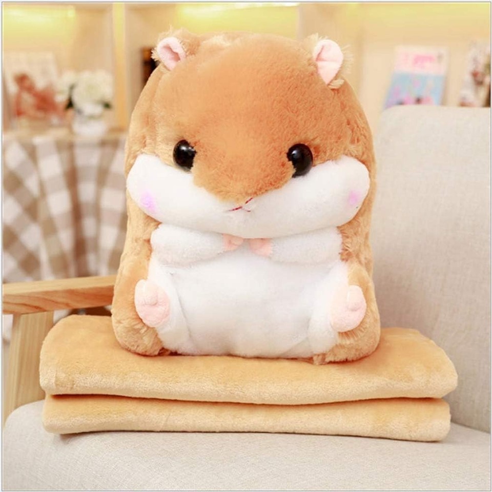 Cuddly Plush Stuffed Hamster Pillow with Comfortable Blanket of 100cm x ...