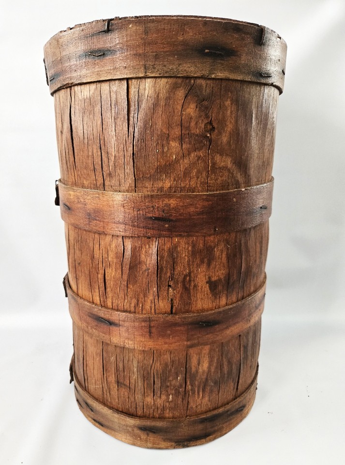 FARM PRIMITIVE Rustic Wooden Old Barrel Nail KEG - 4 Wide Nailed Wood ...