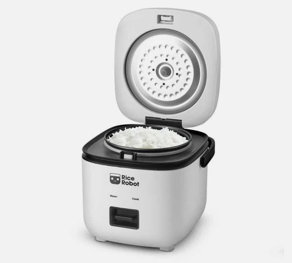 Rice Robot 4 Cup White Space Saving Rice Cooker with Ceramic Nonstick ...