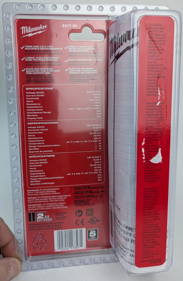 Milwaukee - 2217-20 - Digital Multimeter w/Leads - NEW SEALED ...