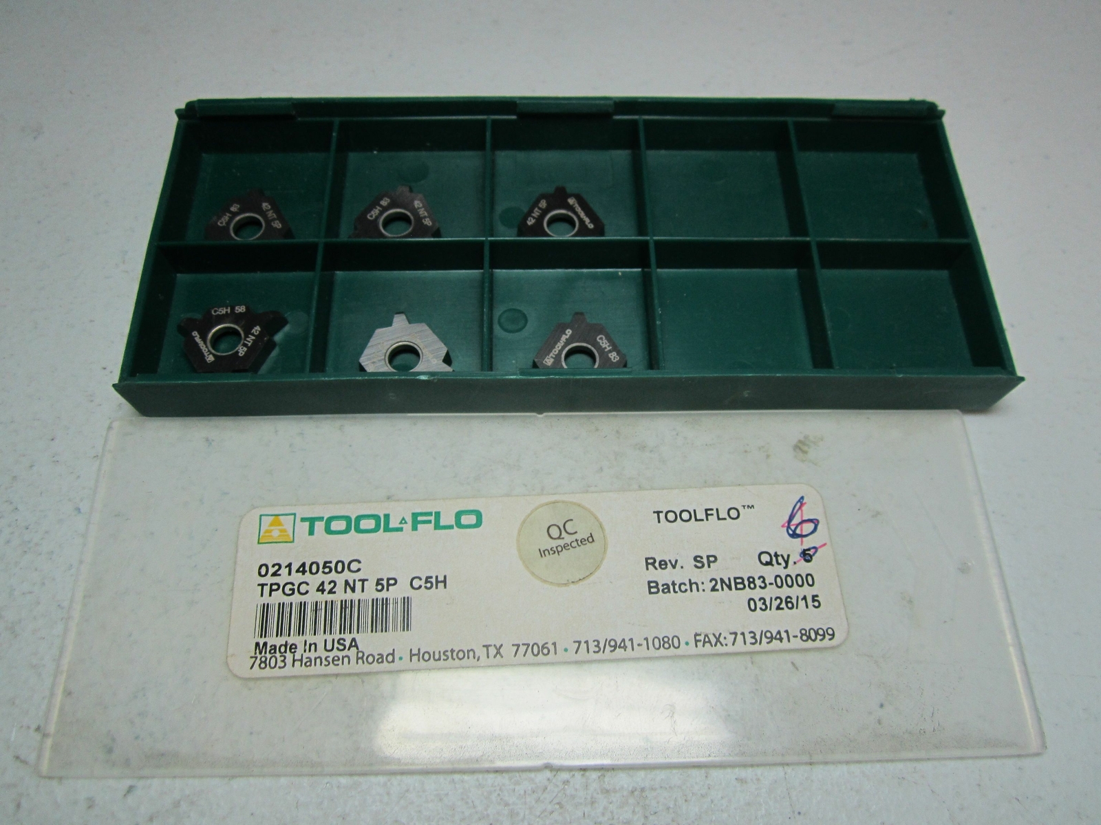 Tool-Flo (2466329) TPGC 42 NT 5P C5H Carbide Threading Inserts - Pack ...