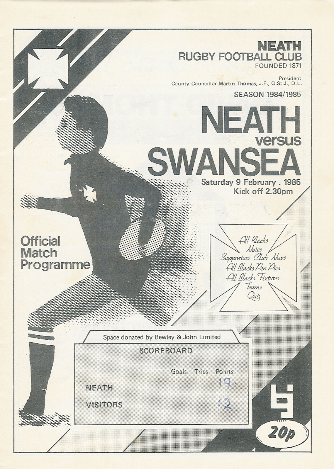 NEATH RFC, WALES HOME RUGBY PROGRAMMES 1985 WELSH AND ENGLISH CLUBS | eBay