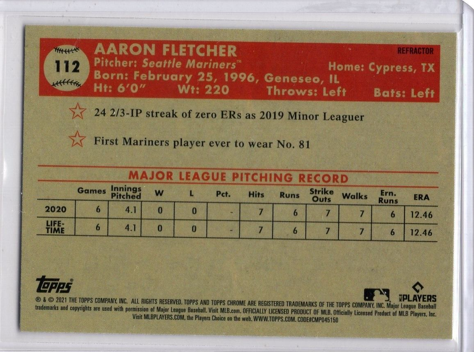 2021 Topps Chrome Platinum Anniversary - Aaron Fletcher - Refractor RC ...