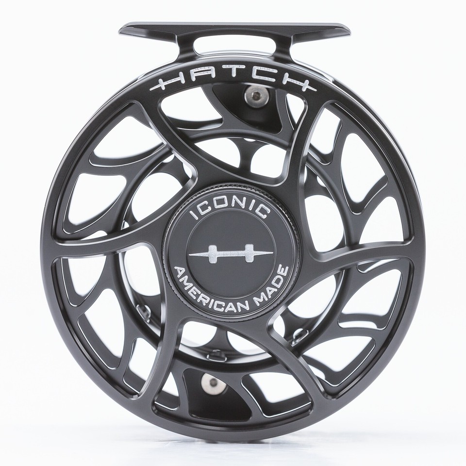 Hatch Iconic 7+ Black/Silver Large Arbor Reel - Free Backing - FREE 2 ...