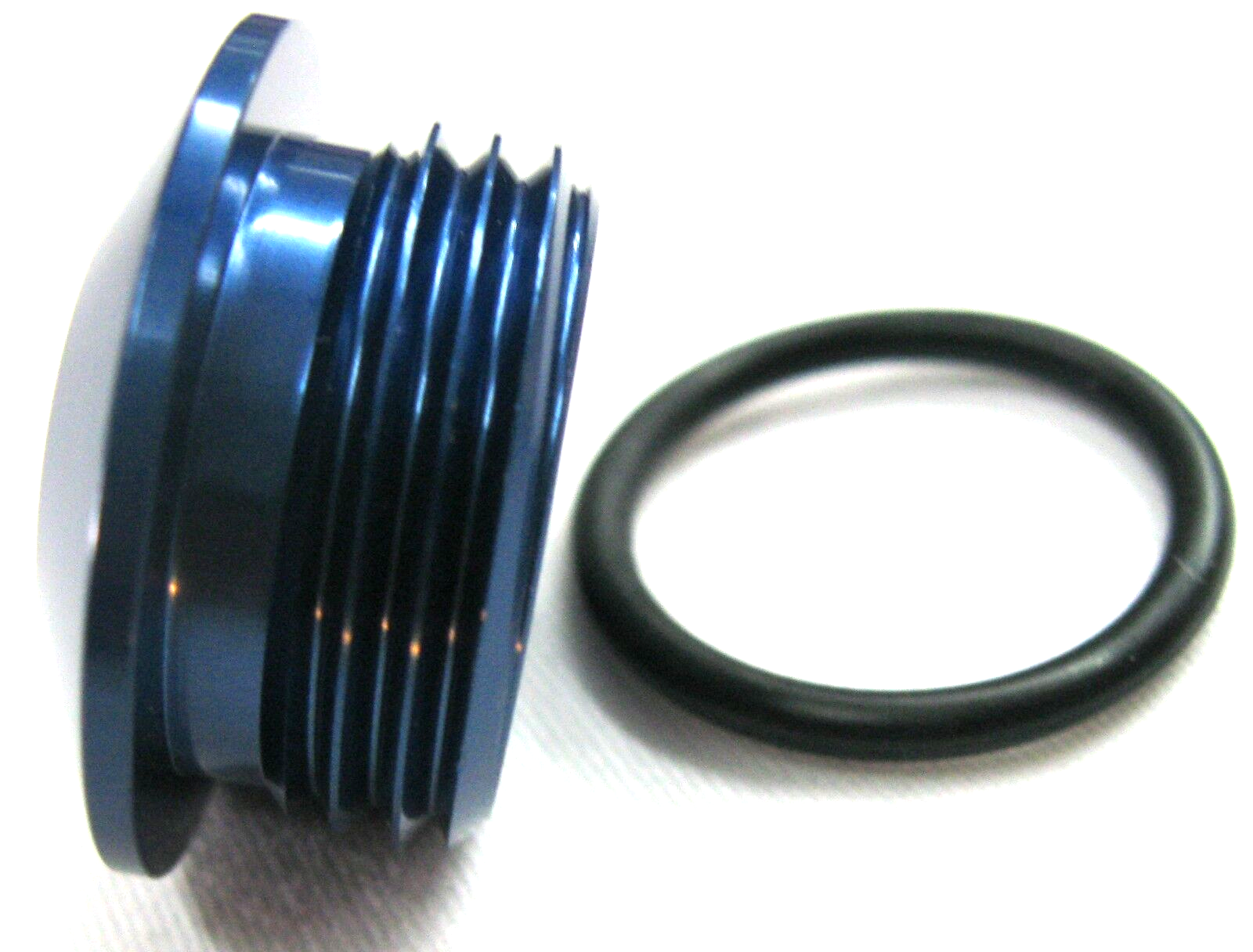 06 an slim line Profile Milled orb o ring boss port plug blue anodized ...