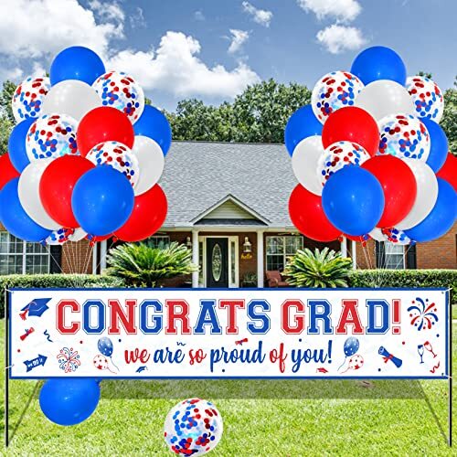 Red and Blue Graduation Banner Red White and Blue Graduation ...