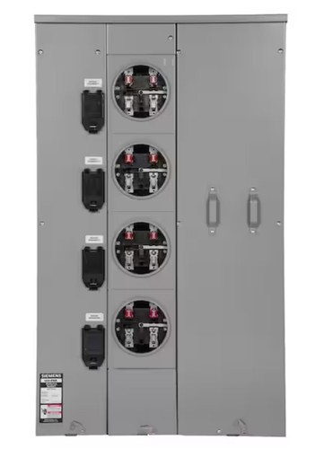 Siemens WP4412RJB 4-Gang 400A 225 Amp RINLGESS x JAW HORN BYPASS Meter ...