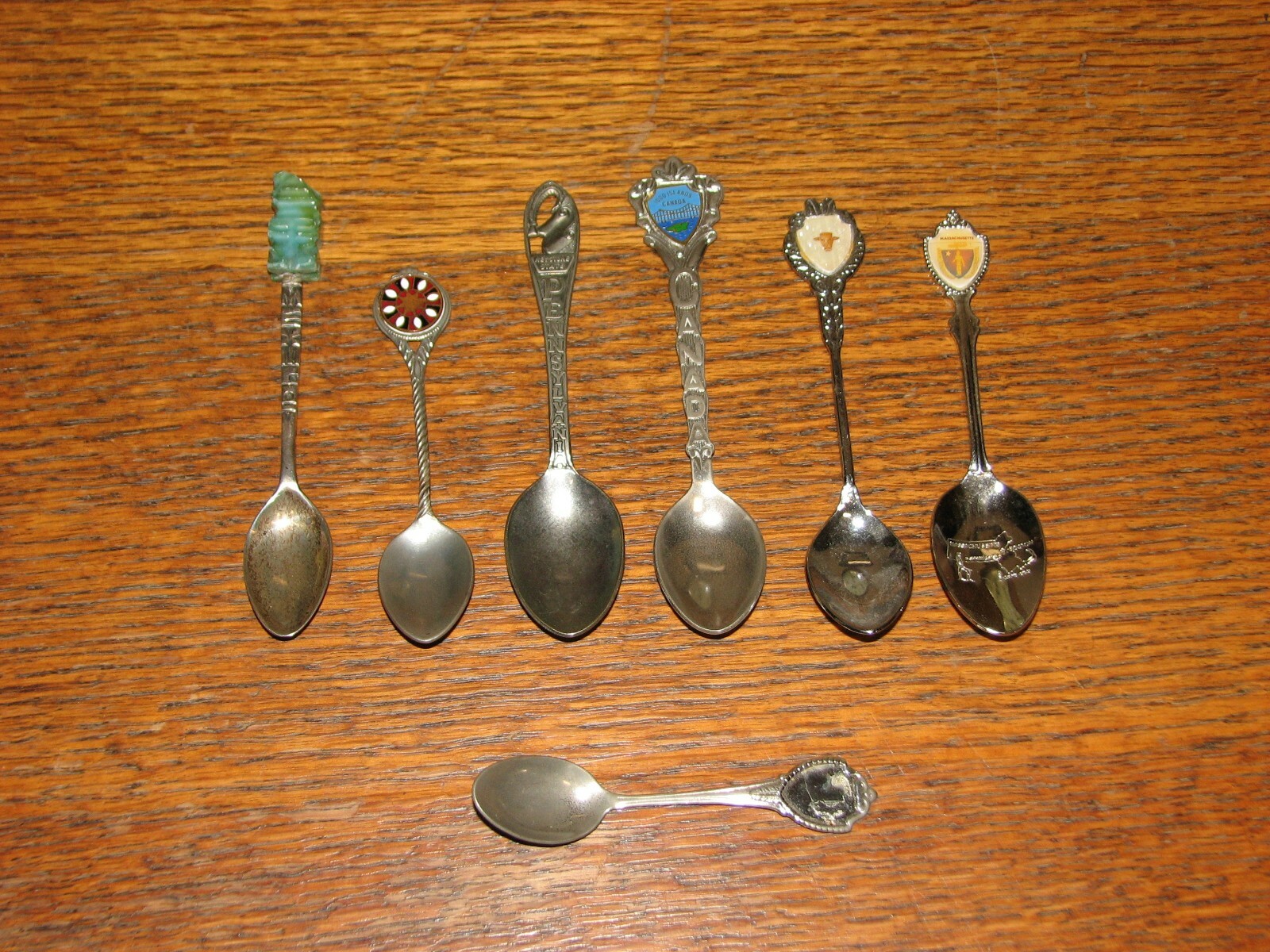 Lot Of 6 Souvenir Spoons Mexico Canada Pennsylvania Texas Massachusetts ...