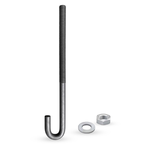 Sandbaggy 1/2" x 8" Galvanized Threaded J-Bolt Concrete Anchor (w/ Nut ...