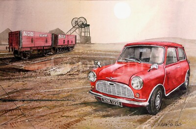 Classic Red Morris Mini in the North of England Metal Wall Art 3 Sizes ...