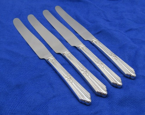 4 vintage Caroline silverplate hollow handle dinner knives hand ...