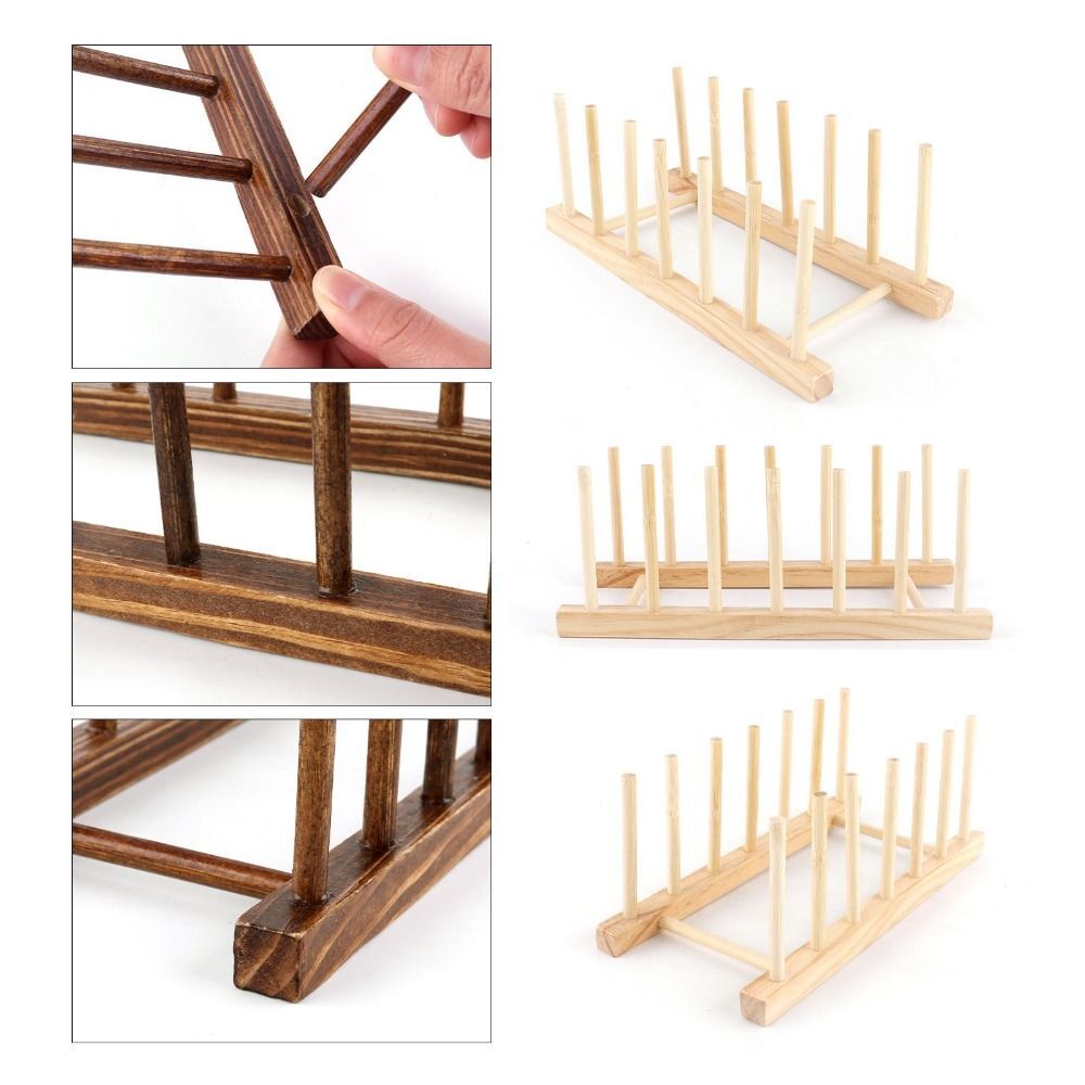 Table Cups Tray Drying Cups Shelf Book Display Kitchen Wooden Stand ...