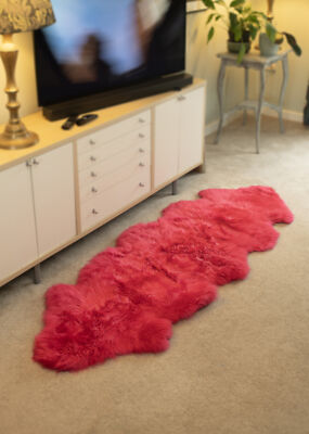 Extra Large Red Sheepskin Rug Double Premium Lambskin British Sourced ...