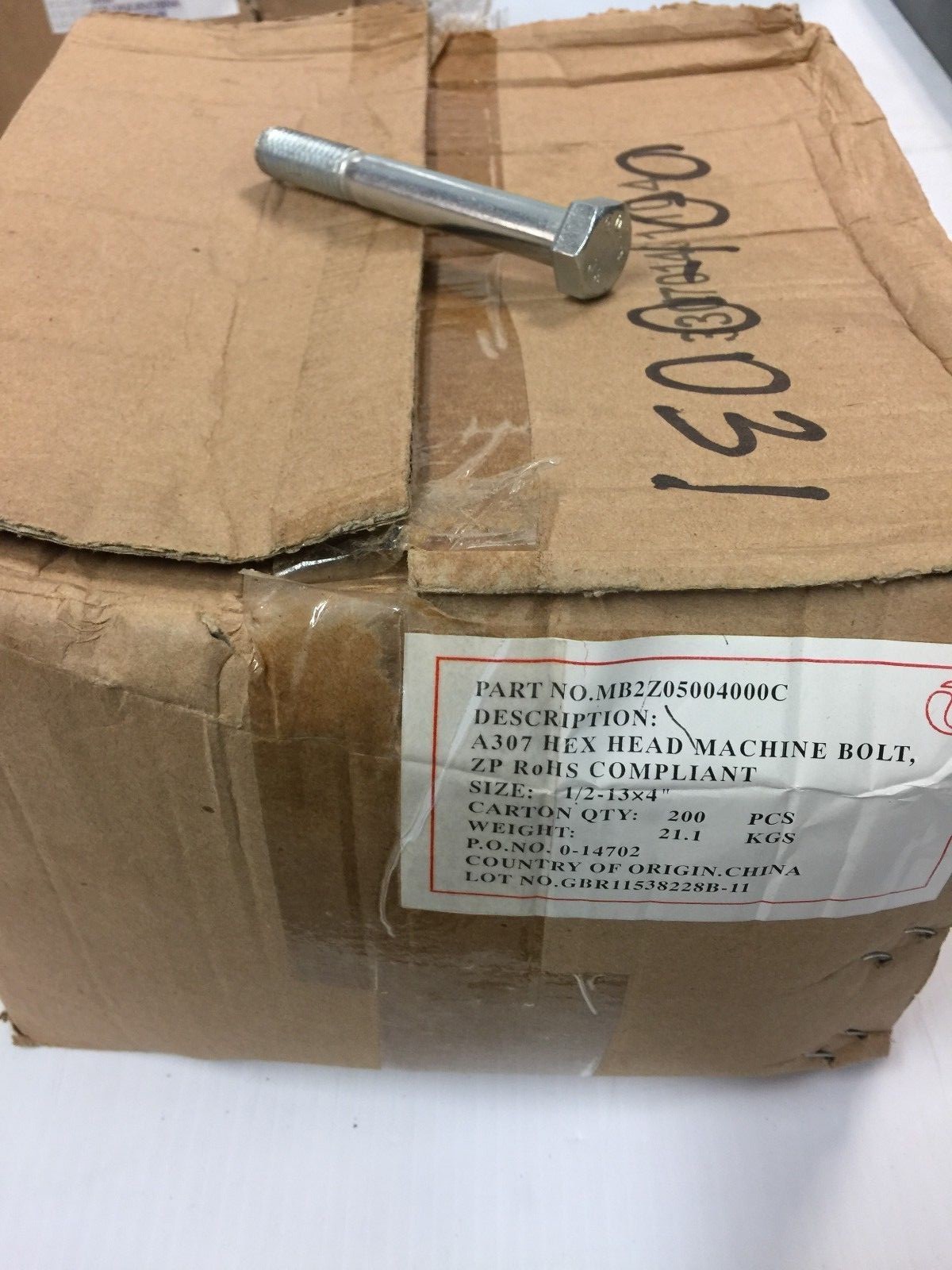 Lot of 200 - 1/2 -13x4" Hex Head Machine Bolt A307 Zinc Plated | eBay