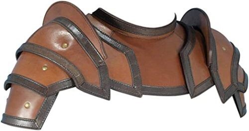 Leather Shoulder Armor Pauldrons with Neck Guard Gorget | eBay