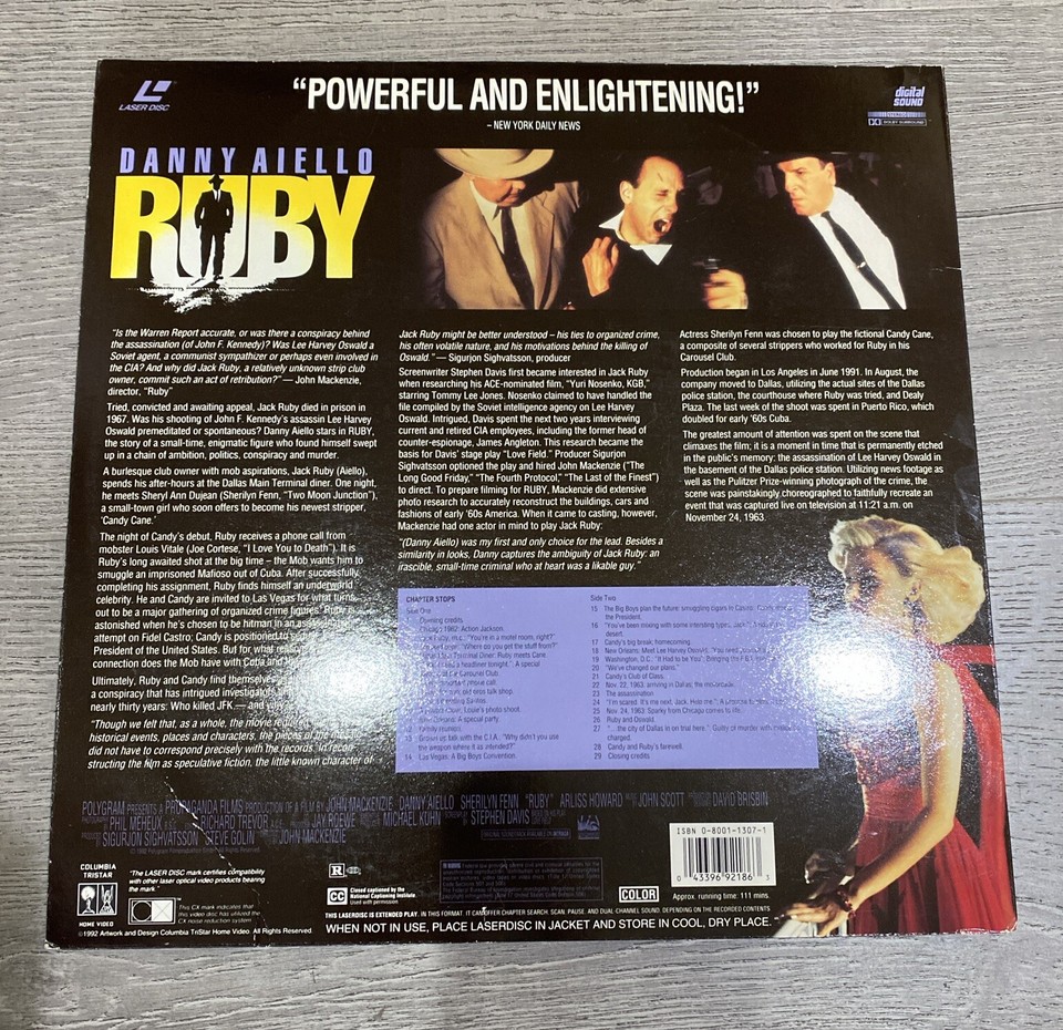 Ruby Danny Aiello LaserDisc LD Sherilyn Fenn John Mackenzie 43396921863 ...