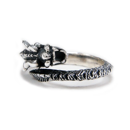 CURLING DRAGON 925 STERLING SILVER BIKER ROCKER PUNK GOTHIC RING ec ...