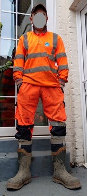 mens Orange & Blue HI VIS work trackie tracksuit bottoms Med 32W 33L ...