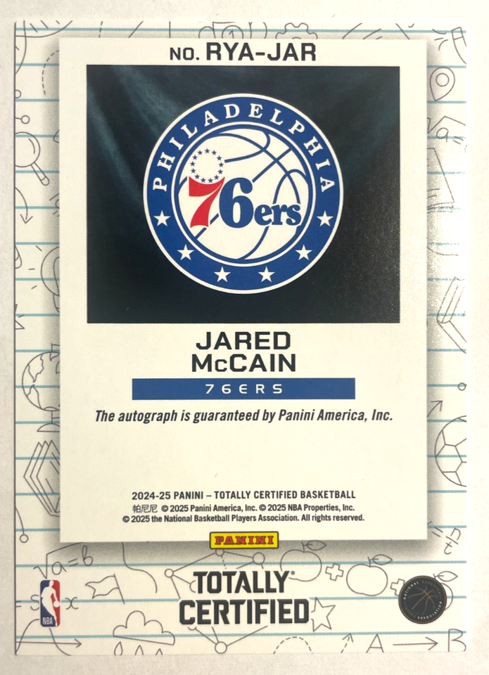 Jared McCain 2025 Totally Certified RC Rookie Yearbook #RYA-JAR AUTO ...