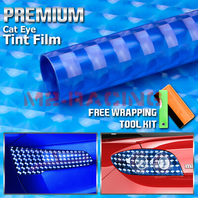 12"x24" Cateye Style Dark Blue Tint Headlight Taillight Fog Light Vinyl ...