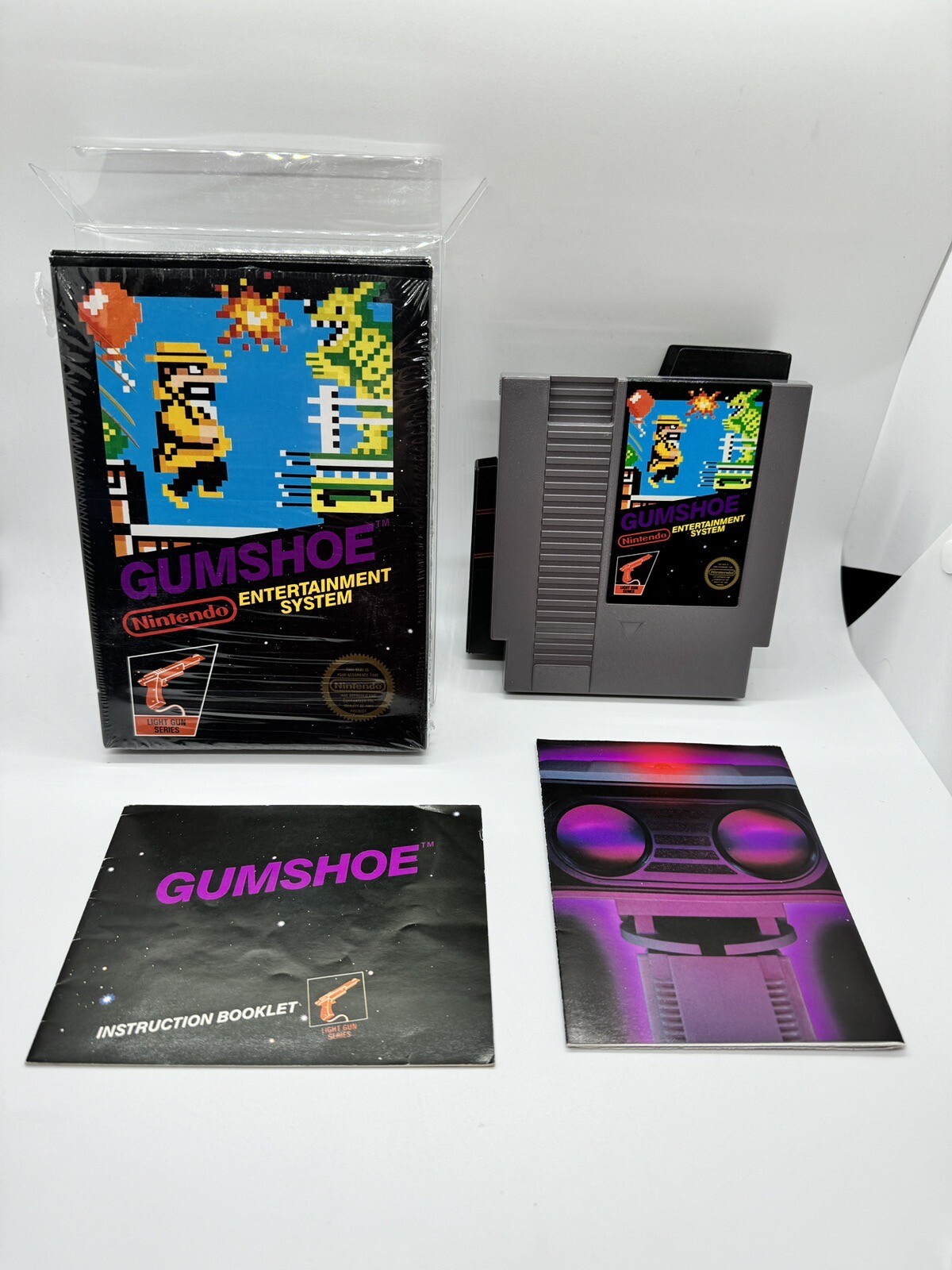 Gumshoe Nintendo NES Complete CIB 5 Screw Hang Tab Black Box Near Mint ...