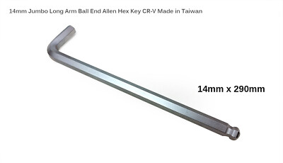 Jumbo Allen Hex Key 14mm x 290mm Long Arm Ball End CR-V Extra Long ...