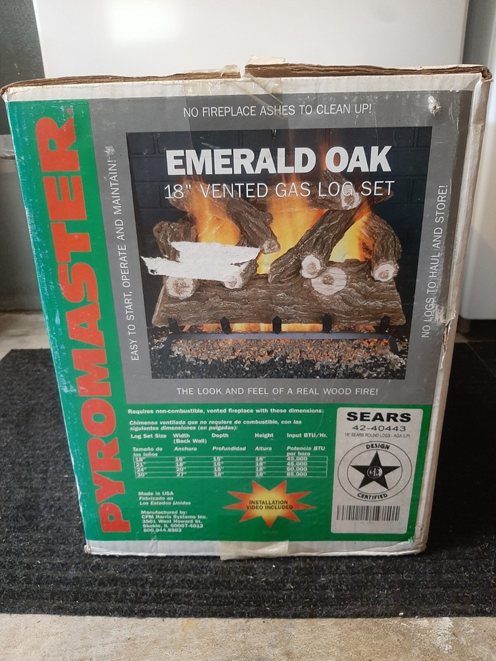 Pyromaster Vented 18'' Gas Log Set NEW Open BOX | eBay