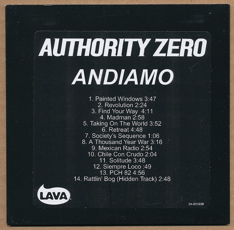 Authority Zero - Andiamo RARE promo advance CD in card sleeve '04 | eBay