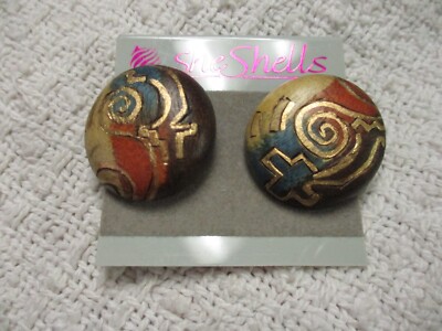 She Shells Brand - Round Wood Earrings - NOS | eBay