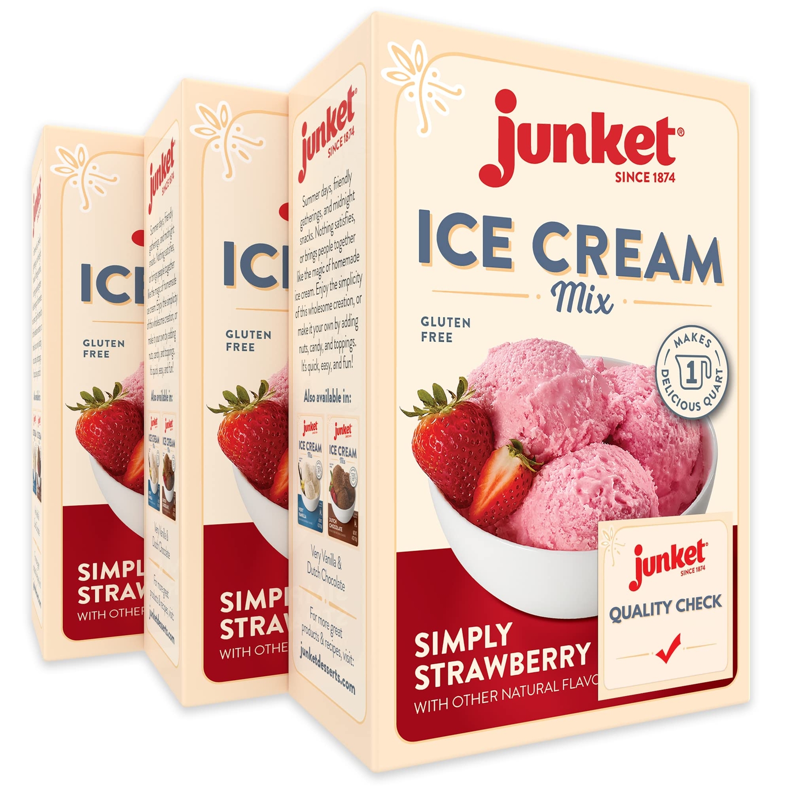 Junket Strawberry Ice Cream Mix Old Fashioned Homemade Starter (Pack of ...