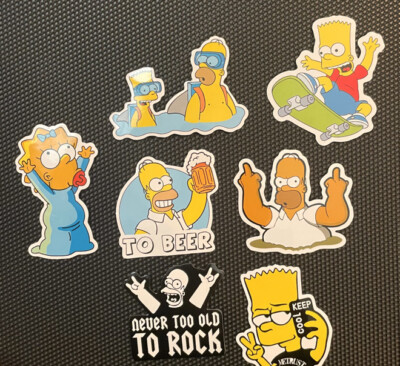 The Simpson’s Bart Homer sticker lot 3” vinyl skateboard Pool Beer Rock ...