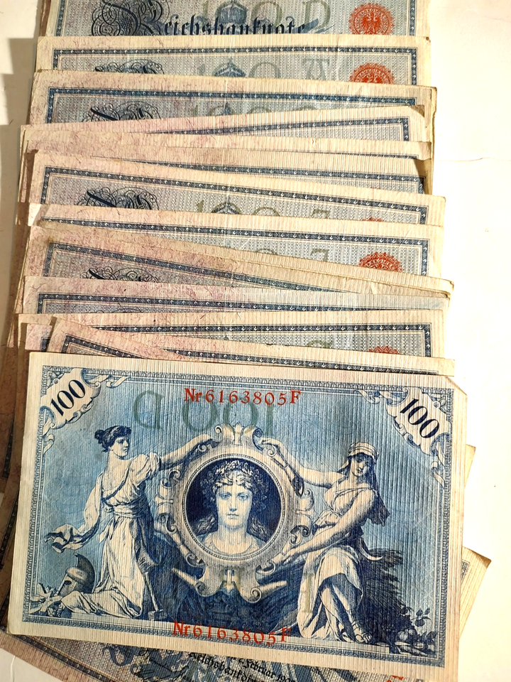 1908 $100 Marks Germany VG to VF! German Paper Money Currency P-33/34 ...