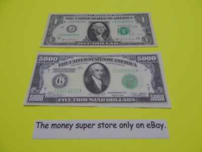 Reproduction U.S. $5,000 Dollar Bill Series 1934 heads every time on ...