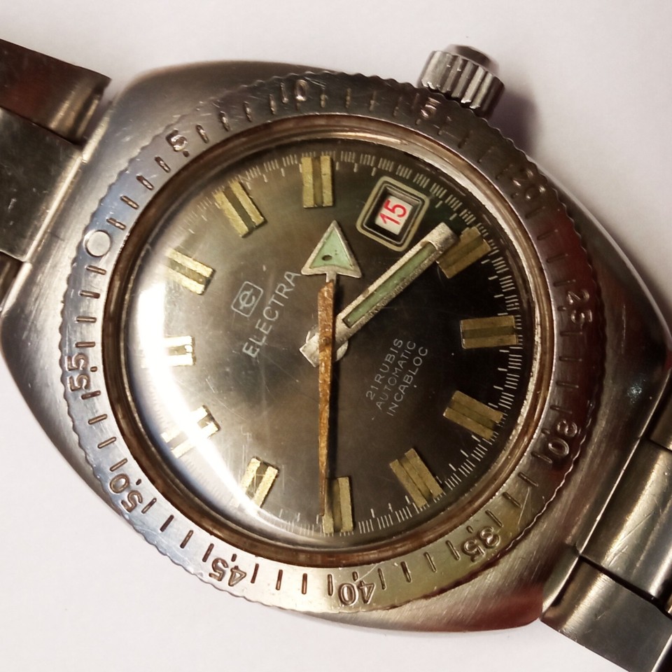 ELECTRA Skin Diver 20 ATM Automatic Stainless Steel Rare Vintage 38mm ...