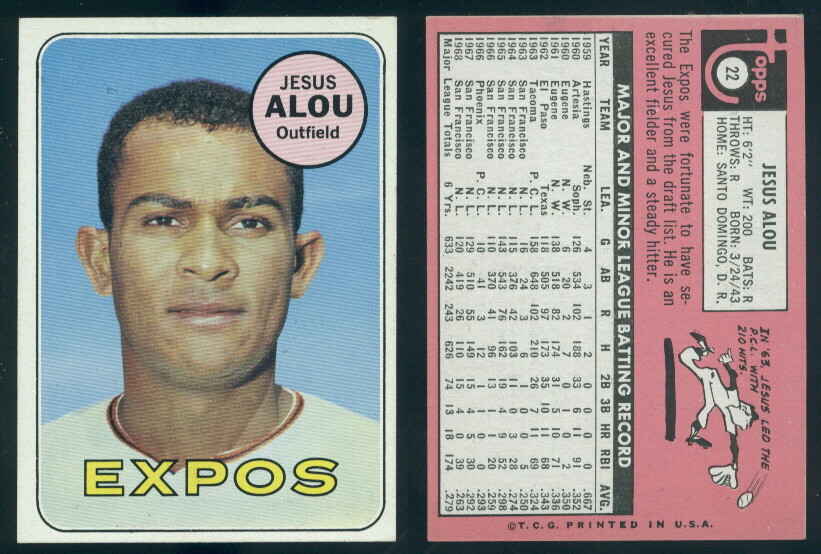(65309) 1969 Topps 22 Jesus Alou Expos-NM | eBay