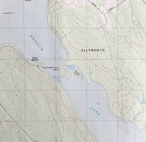 Map Branch Lake Maine USGS 1981 Topographic Geological 1:24000 27x22 ...