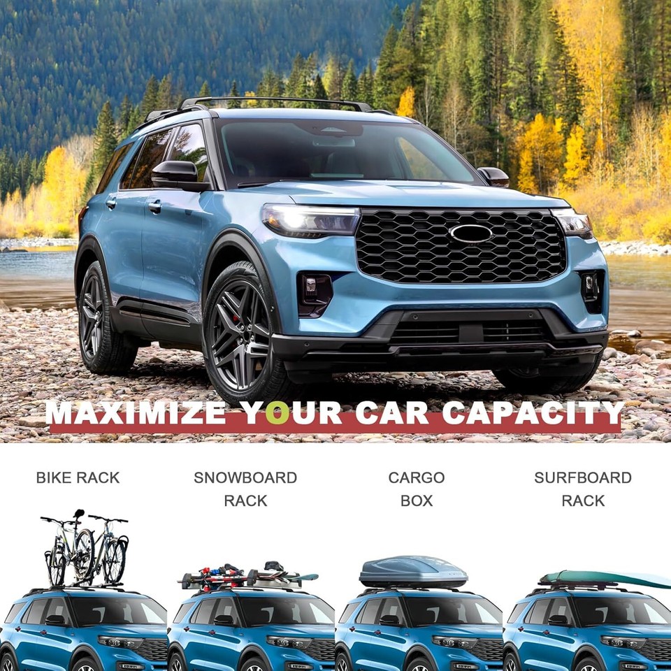 KINGGERI Lockable 260lbs Roof Rack Cross Bars Compatible with Ford ...